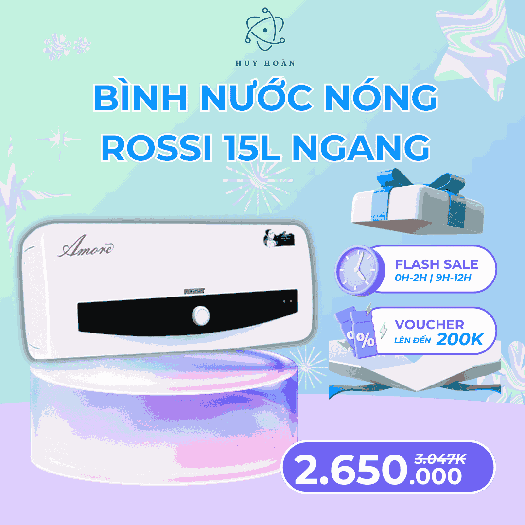 Bình Nước Nóng Rossi 15L Ngang - Chính Hãng - Điện lạnh...